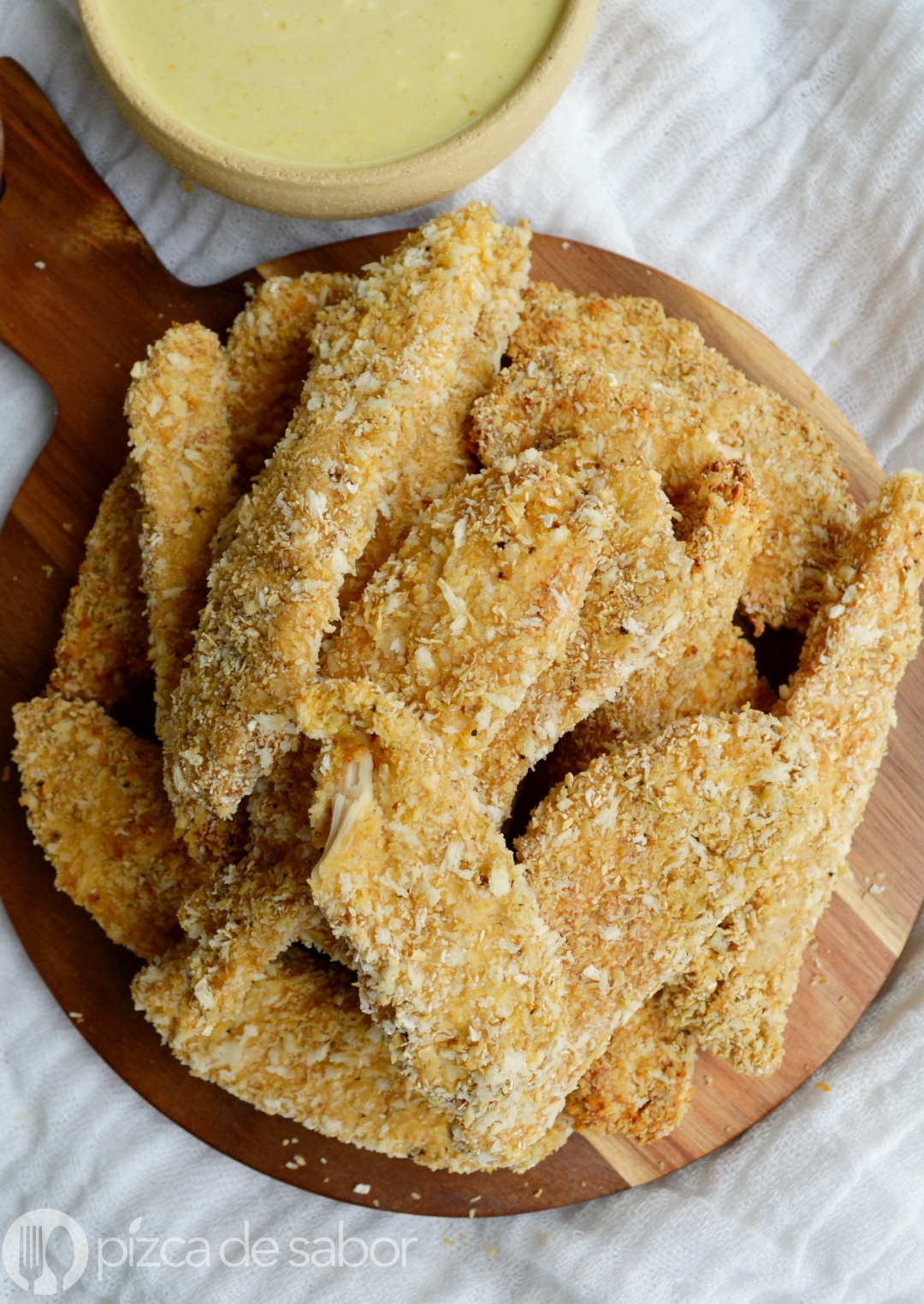 Tiras de pollo con dip honey mustard - Pizca de Sabor